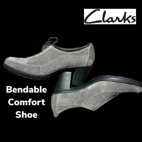 Clarks | Shoes | Clark 3 Stack Heel Lace Up Taupe Suede Bendable ...